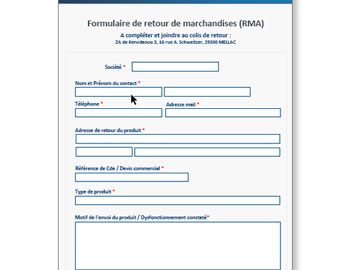 Formulaire de retour de marchandises (RMA) - Ijinus